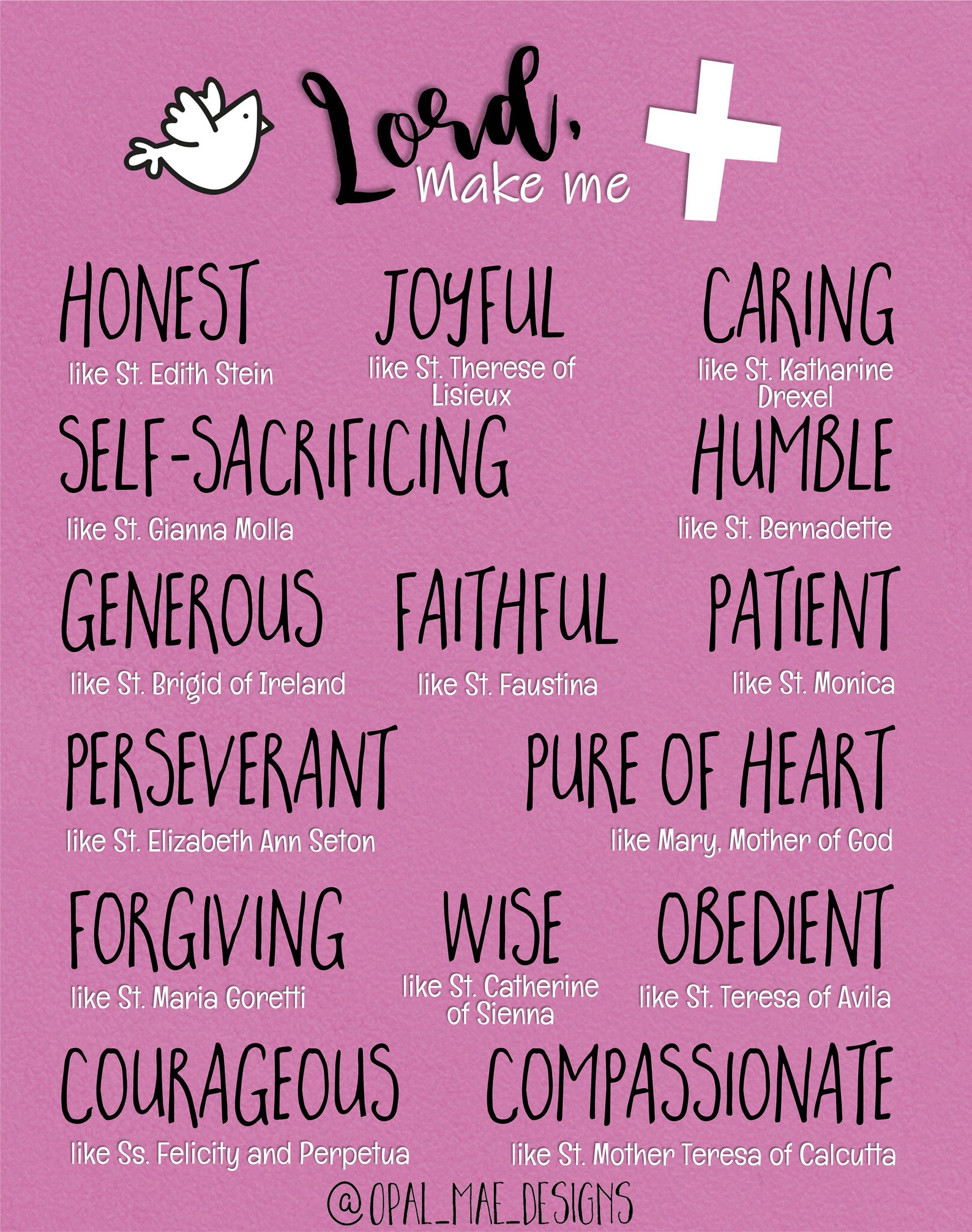 Litany of Saints/virtues for Girls Printable 14 in X 11 In - Etsy