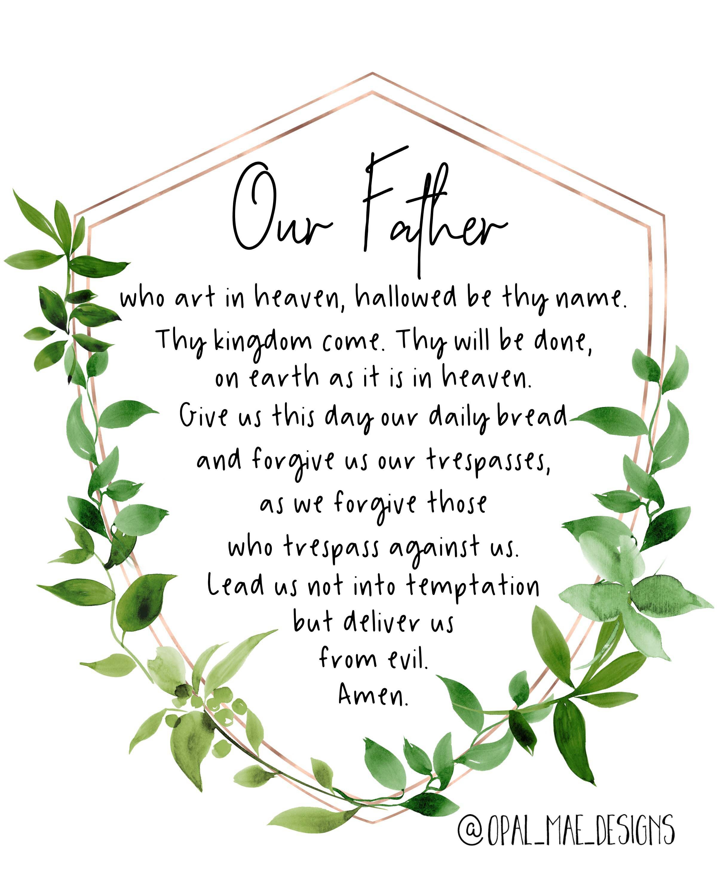 Our Father Prayer Printable (8x10 and 5x7) - Etsy