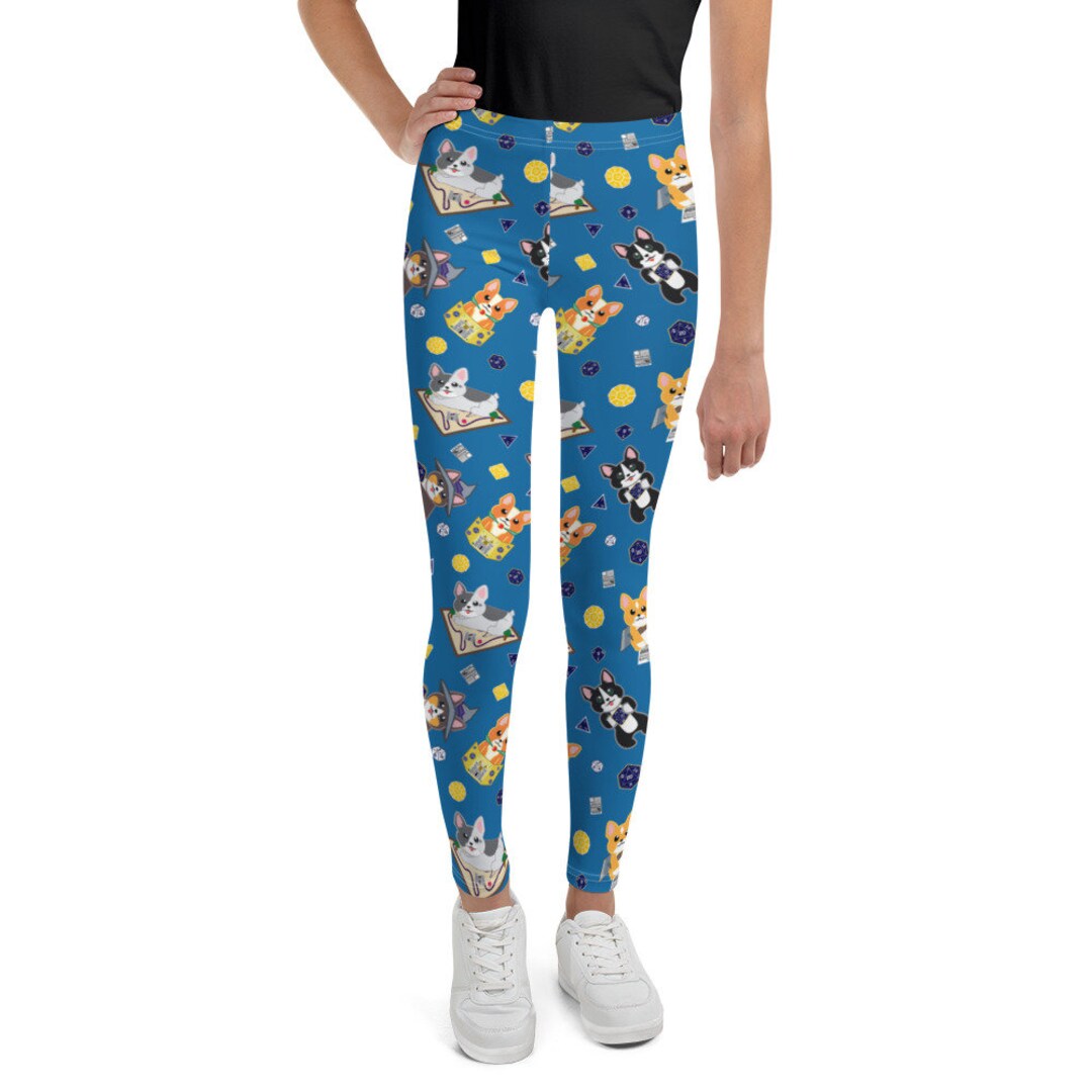 Corgi Dice Woman Dnd Gamer Blue Youth Leggings - Etsy