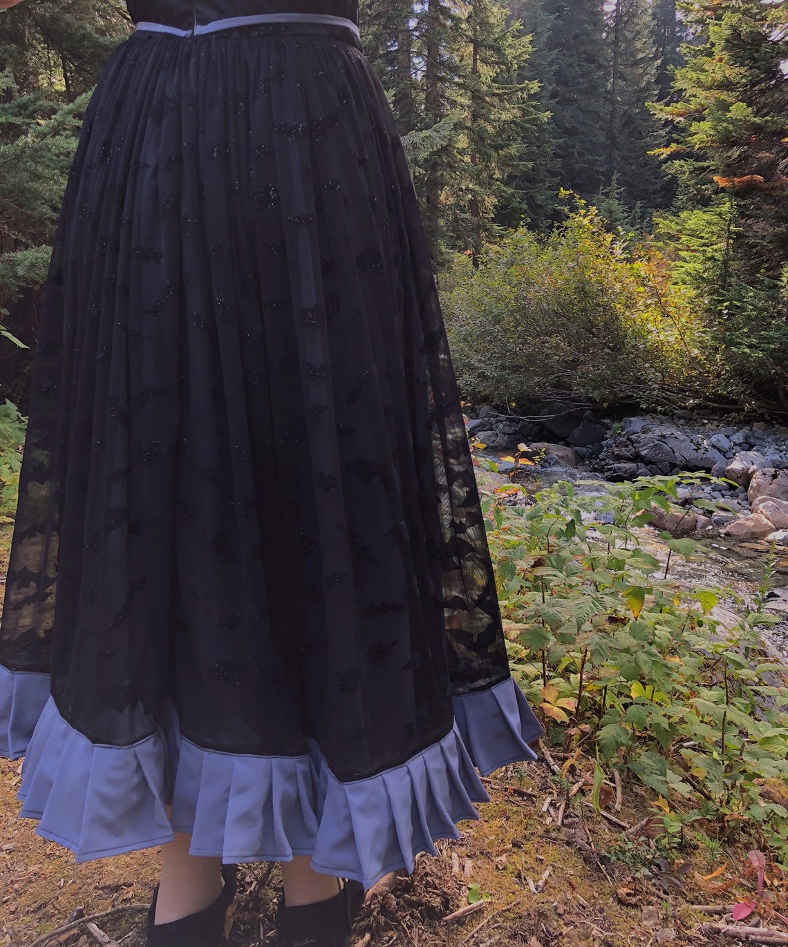 Black Bat Dress With Grey Gothic Halloween Handmade Vintage V Neck ...