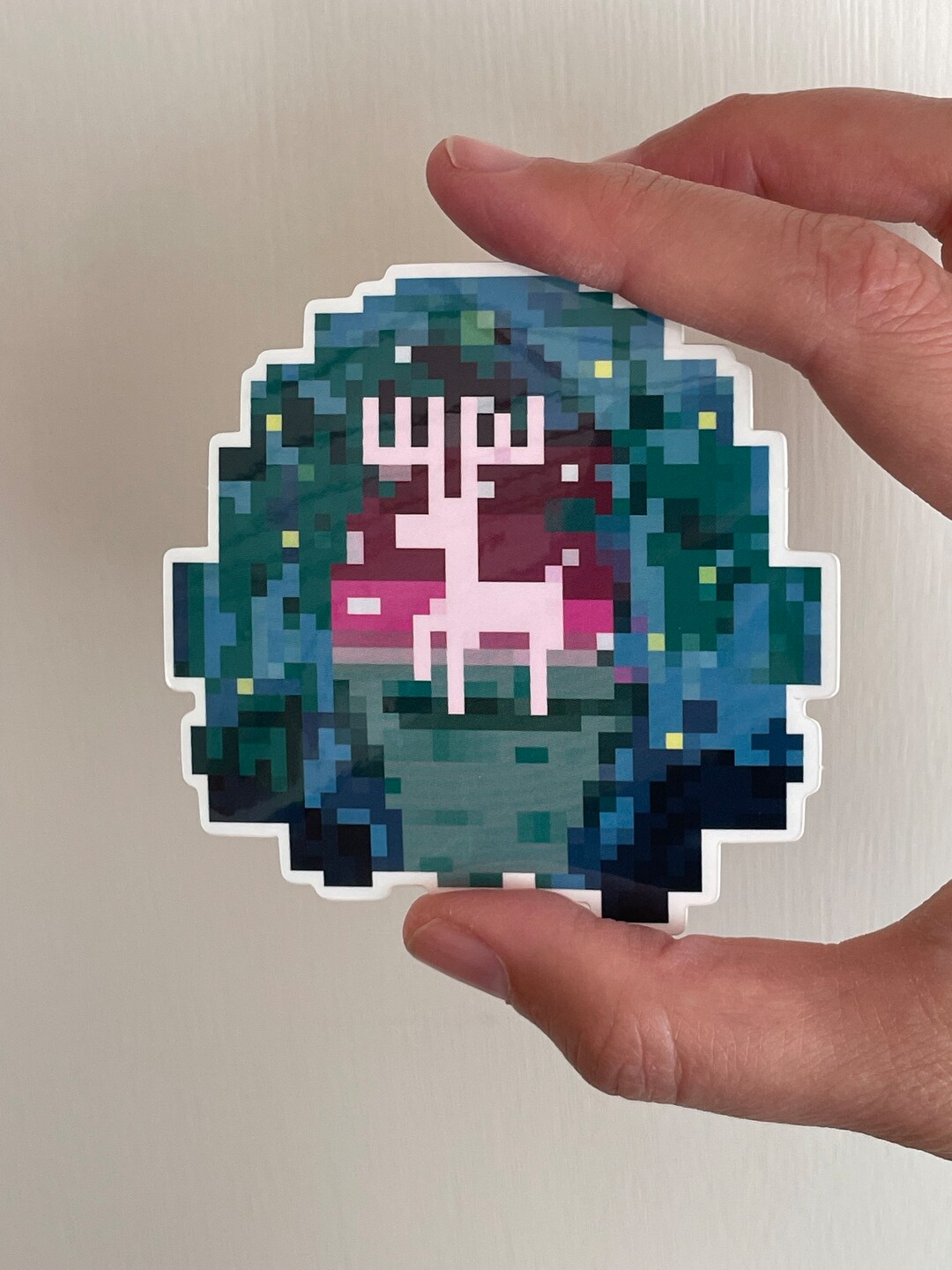 Pixelated Deer in the Forest , Sticker Vinyl Decal Water Proof - Etsy