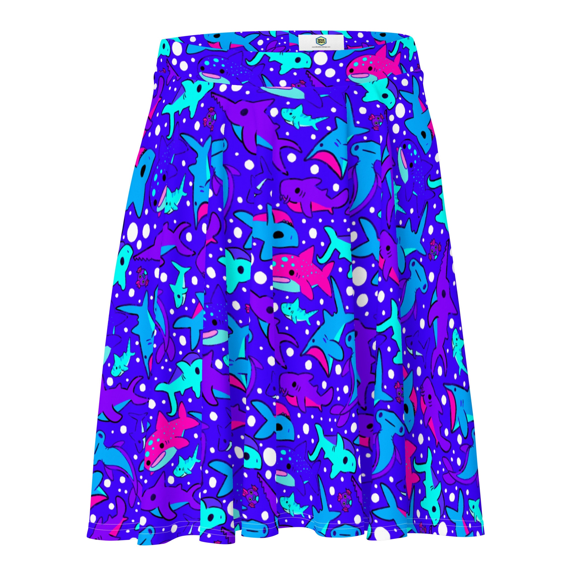 Sharks Blue Green Pink Vacation Party Casual Skater Skirt - Etsy