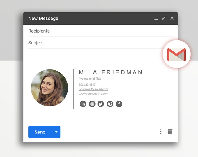 Email Signature, Clickable HTML Email Signature, Custom Gmail Signature, Custom Email Signature ...