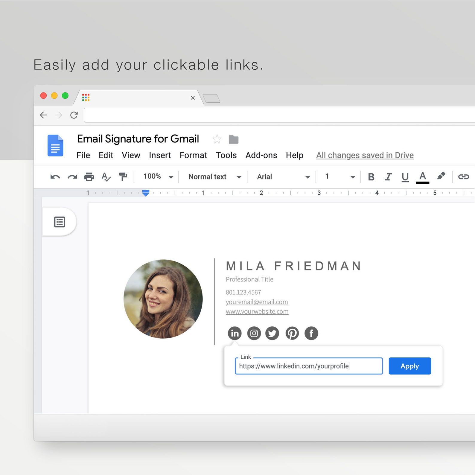 Modern Gmail Email Signature Template: Clickable Design (PDF) - Etsy