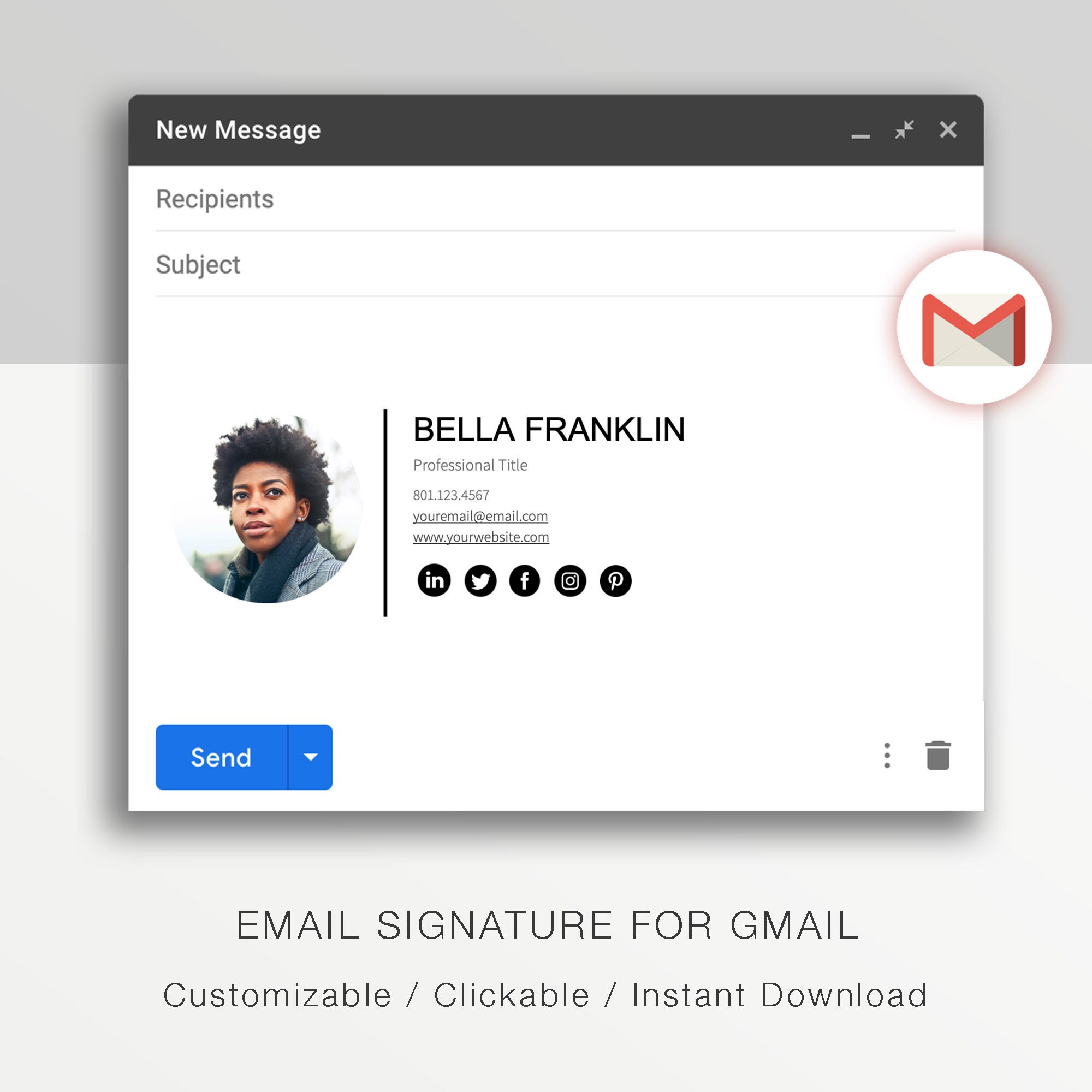 Realtor Clickable Email Signature Real Estate Gmail Outlook Email 