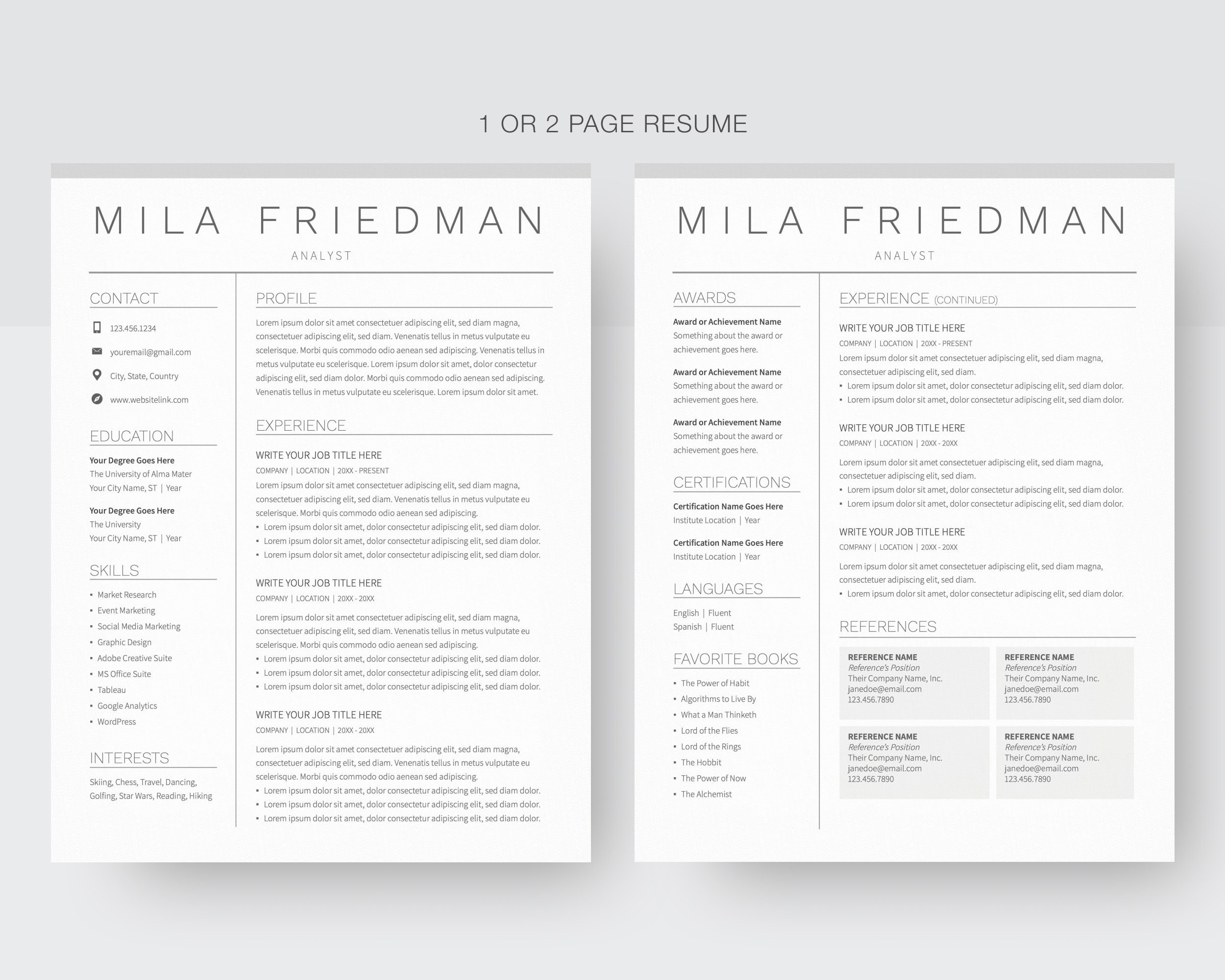 Google Docs Resume Template. Simple Resume Template Google - Etsy Australia