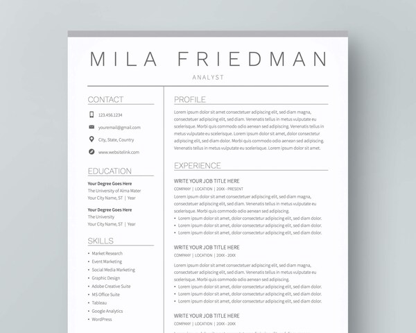 Clean Modern Resume Template 4 Page CV Template Cover Letter References ...