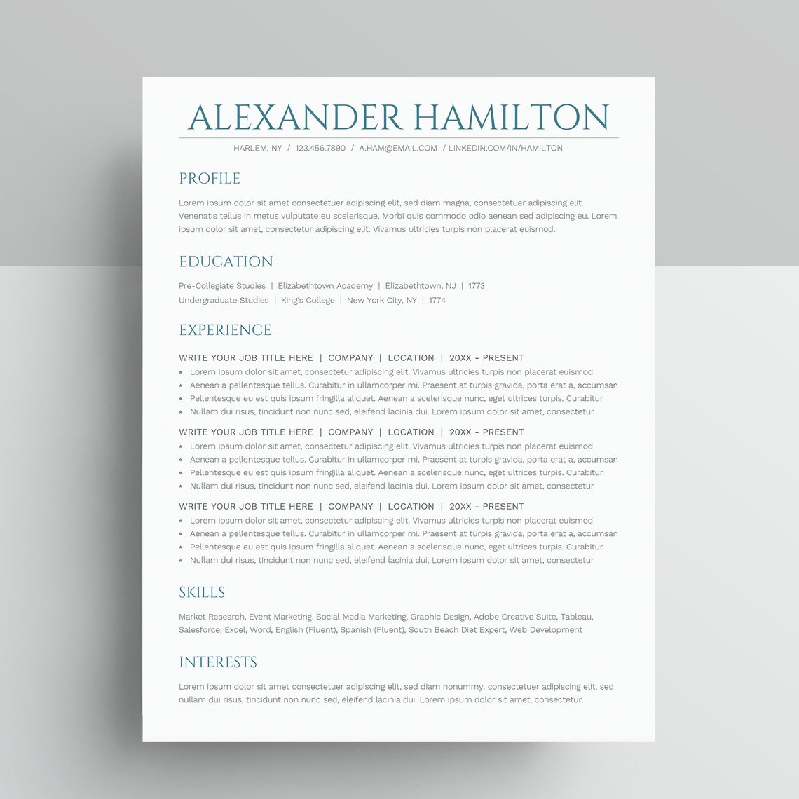 Google Docs Resume Template. Simple Resume Template Google - Etsy