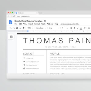Google Docs Resume Template. Simple Resume Template Google - Etsy