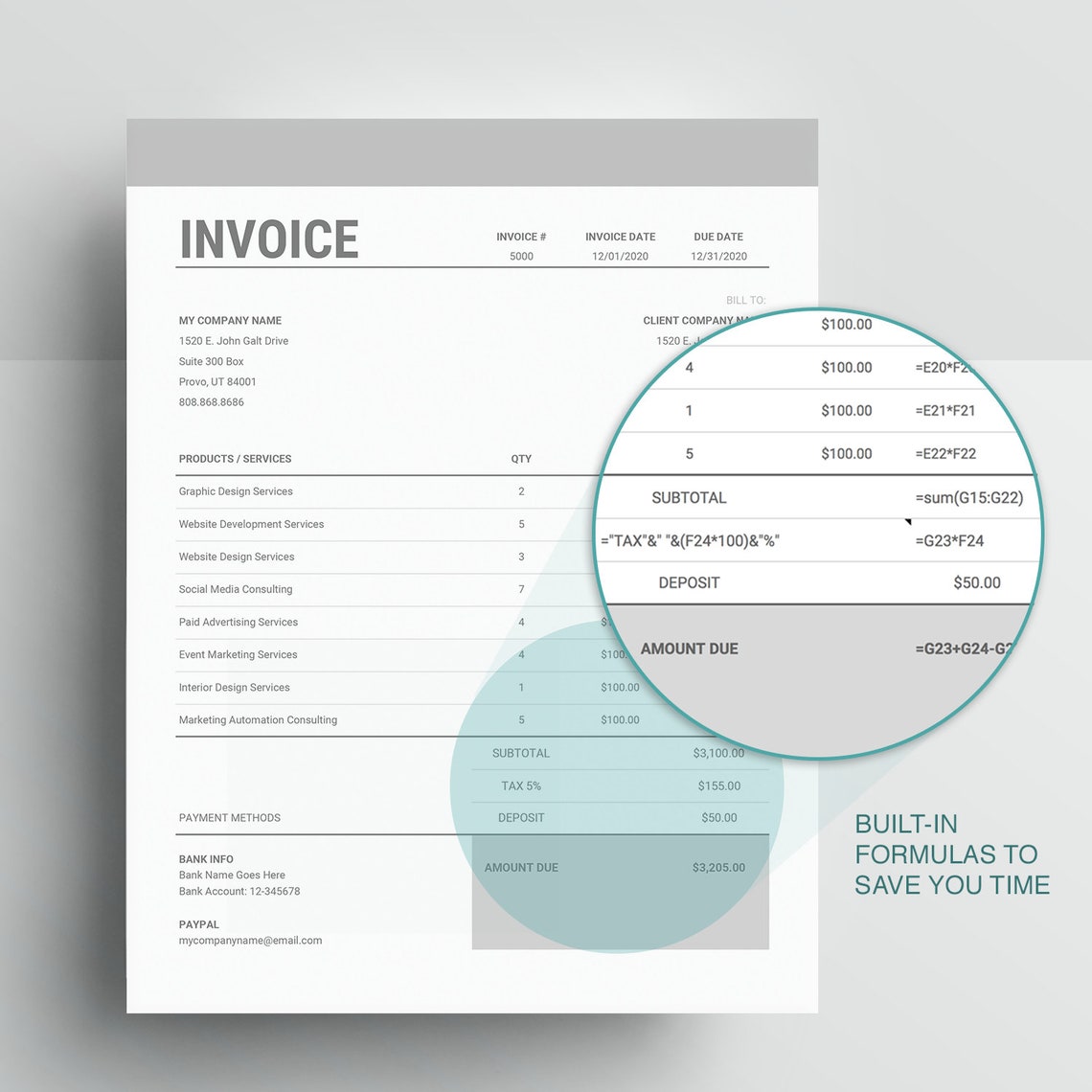 Invoice Template Editable | Google Sheets Invoice Template Instant ...