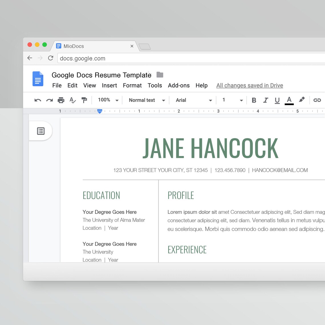 Google Docs Resume Template. Simple Resume Template Google - Etsy