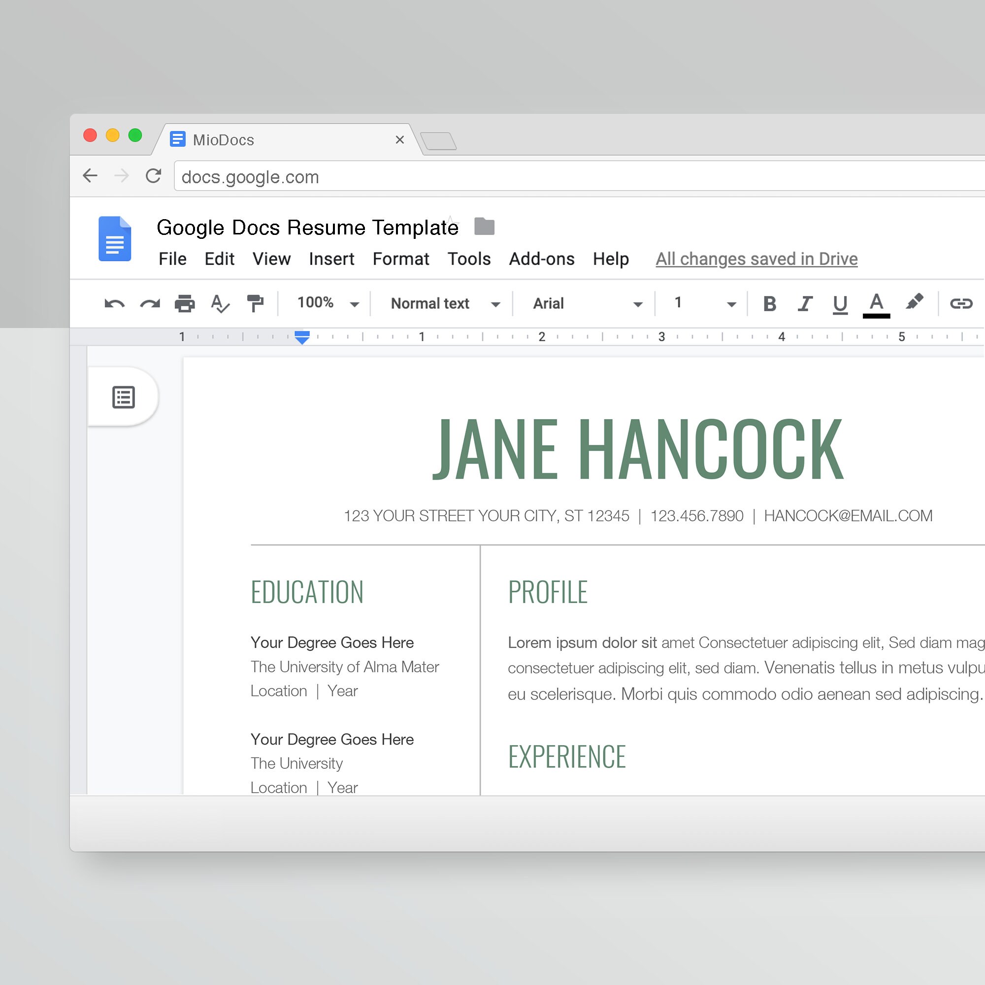 Google Docs Resume Template. Simple Resume Template Google - Etsy