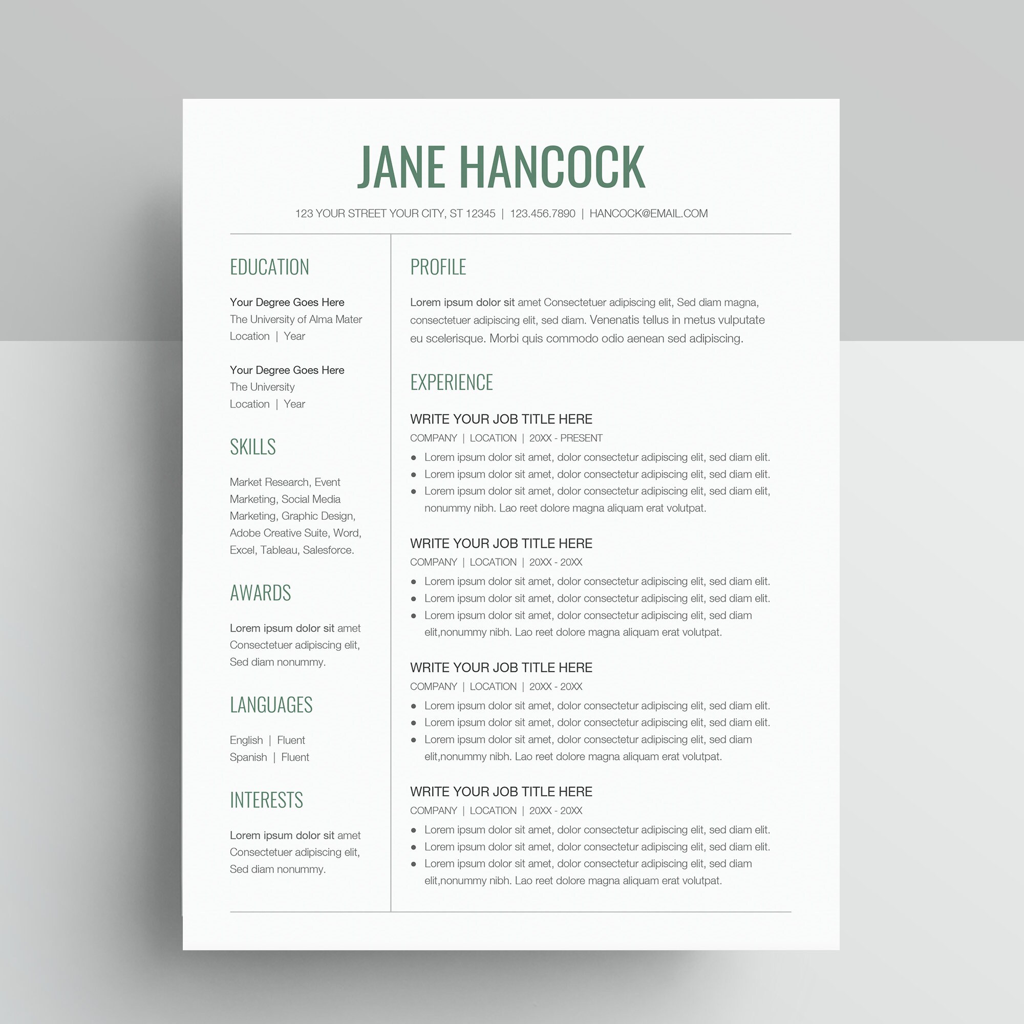 Google Docs Resume Template. Simple Resume Template Google - Etsy