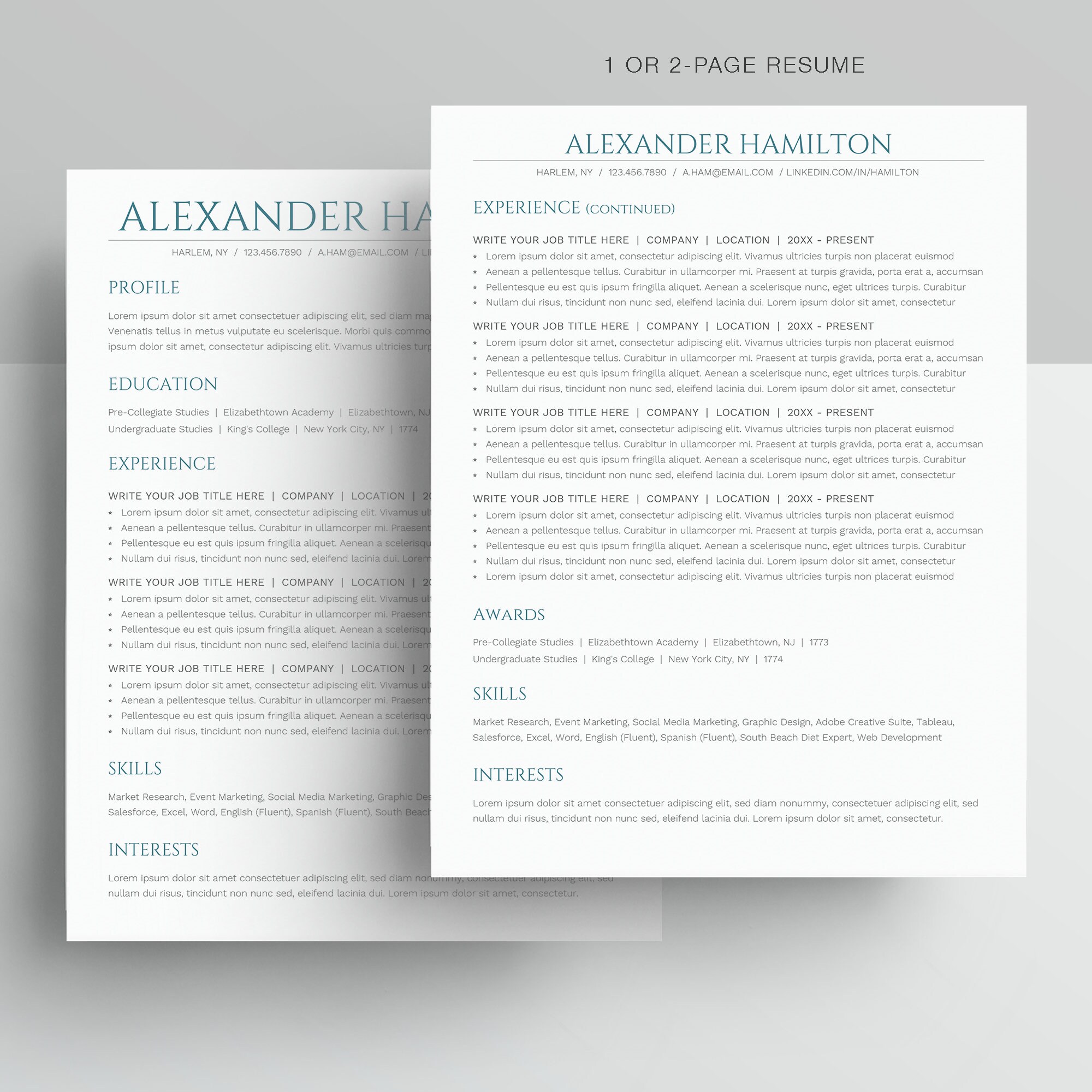 Google Docs Resume Template. Simple Resume Template Google - Etsy