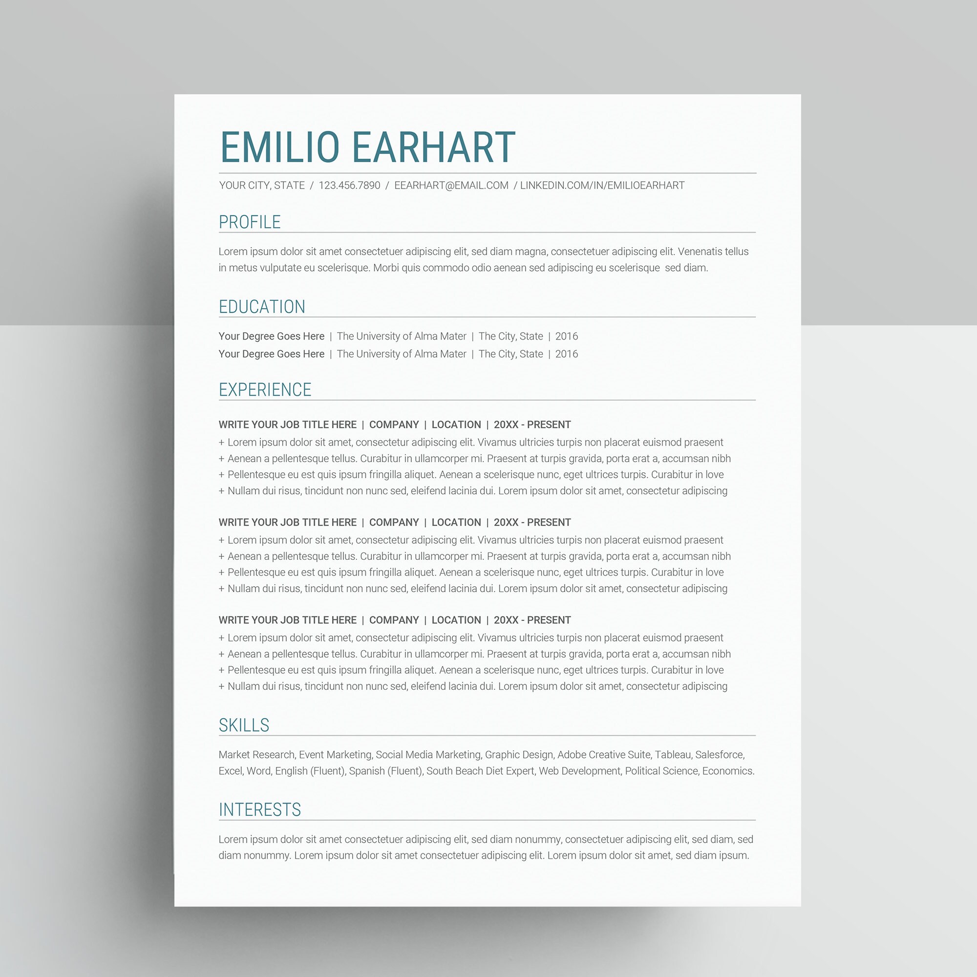 Google Docs Resume Template. Simple Resume Template Google - Etsy