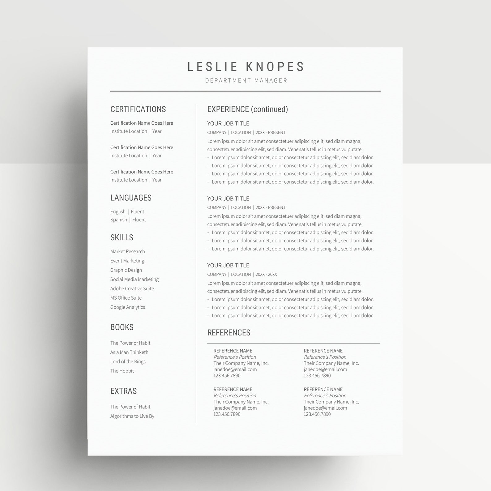 Google Docs Resume Template. Simple Resume Template Google | Etsy