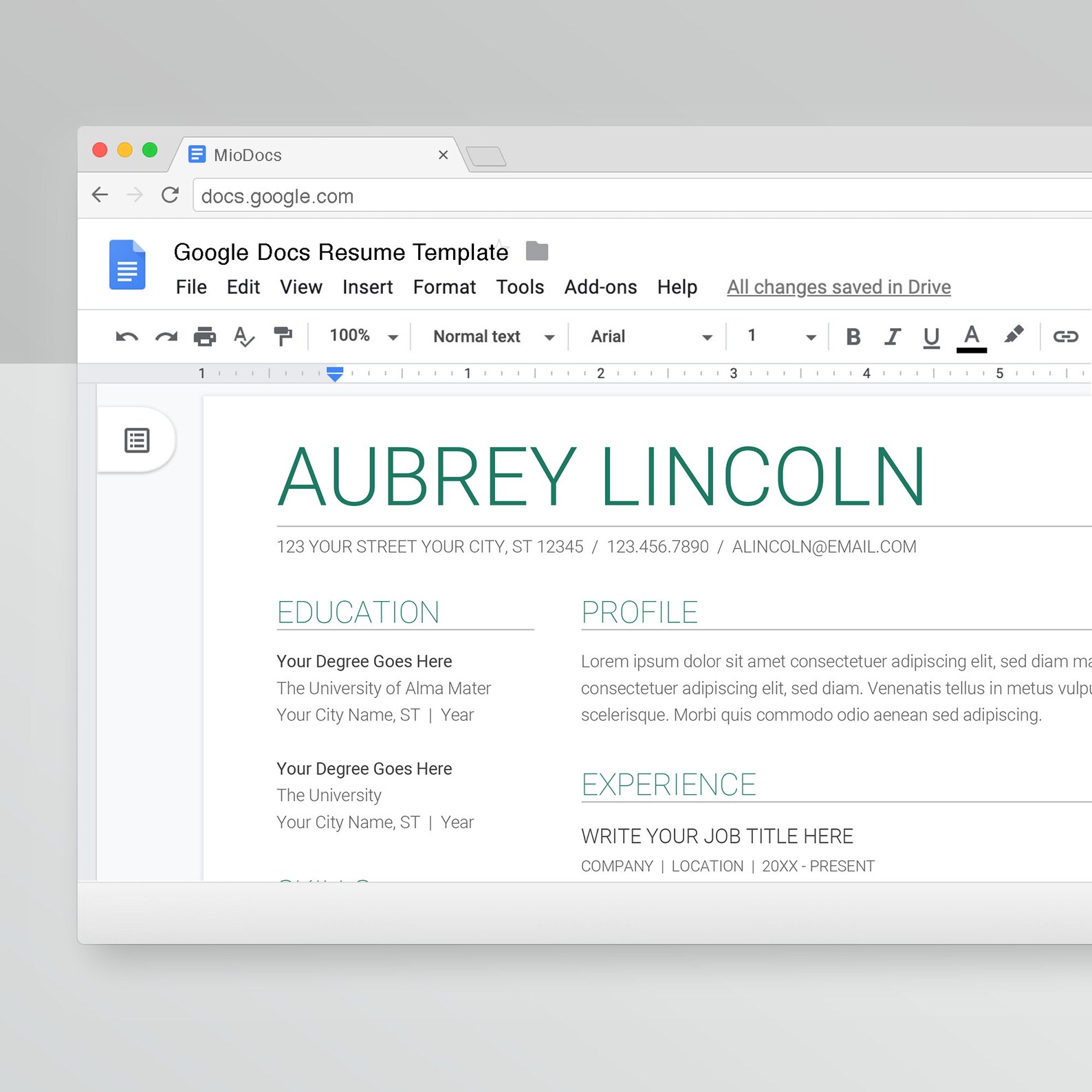 Google Docs Resume Template. Simple Resume Template Google - Etsy