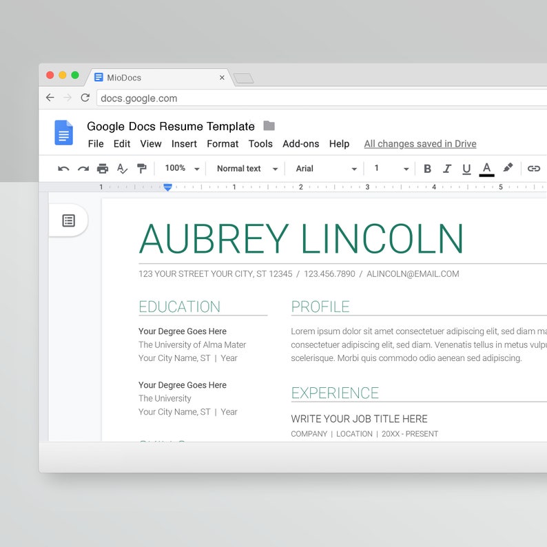 Google Docs Resume Template. Simple Resume Template Google - Etsy