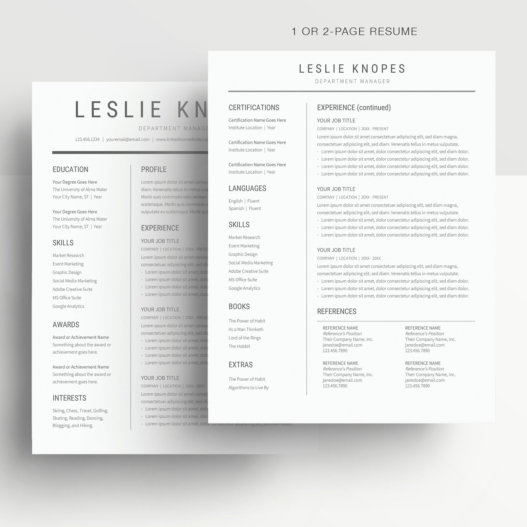 Google Docs Resume Template. Simple Resume Template Google - Etsy