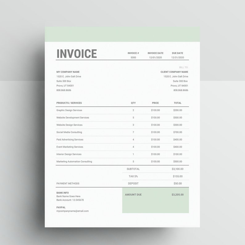 Invoice Template Editable | Google Sheets Invoice Template Instant ...