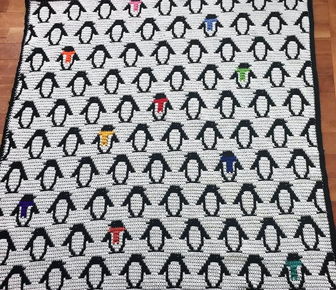 Penguin Party - Overlay Mosaic Crochet PATTERN - Digital Download in ...