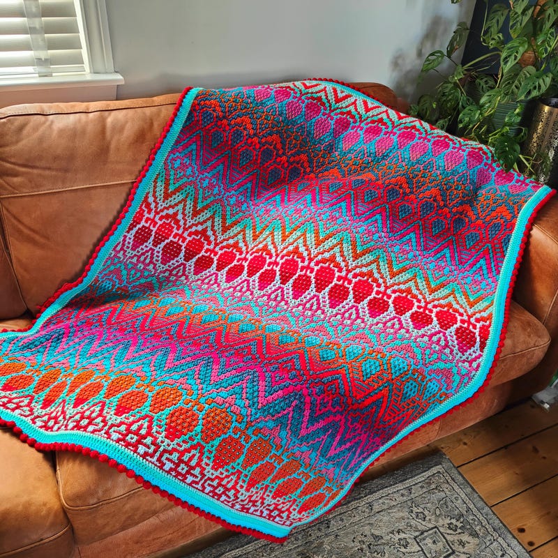 Strawberry Mosaic Blanket - Etsy