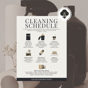 Printable Cleaning Schedule for Home Digital Cleaning Calendar for ...