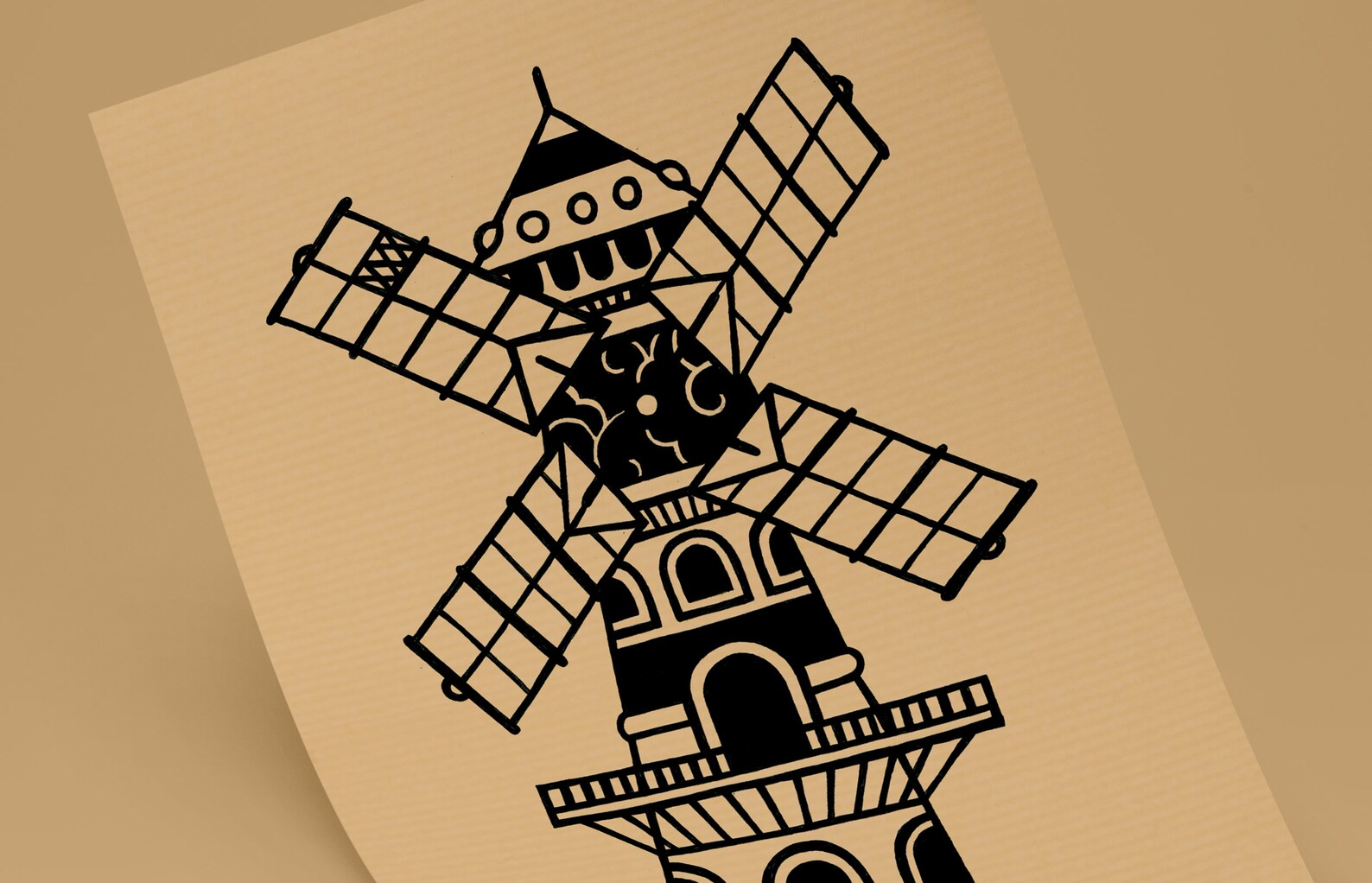 WINDMILL Print sur Kraft Affiche A5/A4 graphique et design - Etsy France