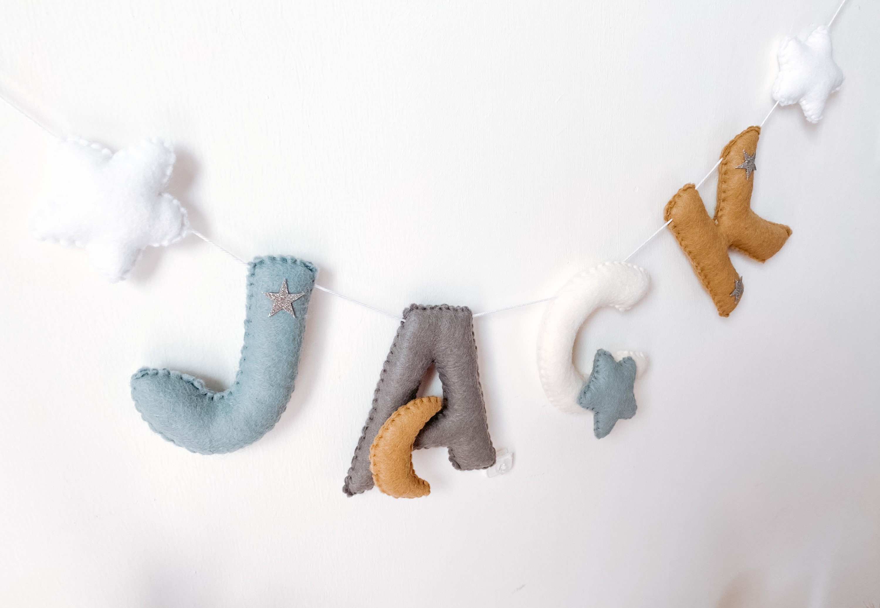 Felt Name Banner Name Garland Cream Blue Décor Natural - Etsy UK
