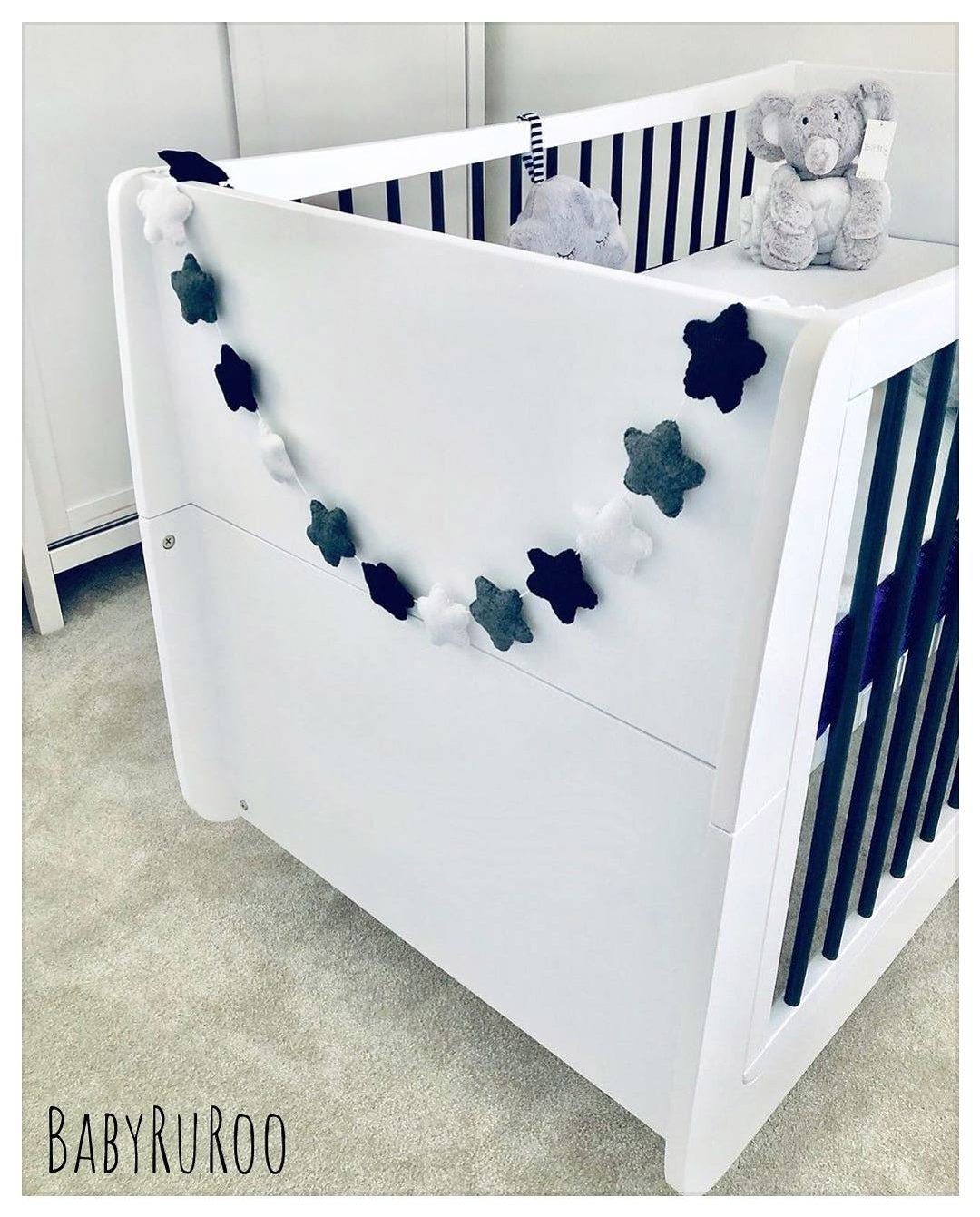 Felt Star Bunting Star Bunting Star Garland Black White Grey Decor ...