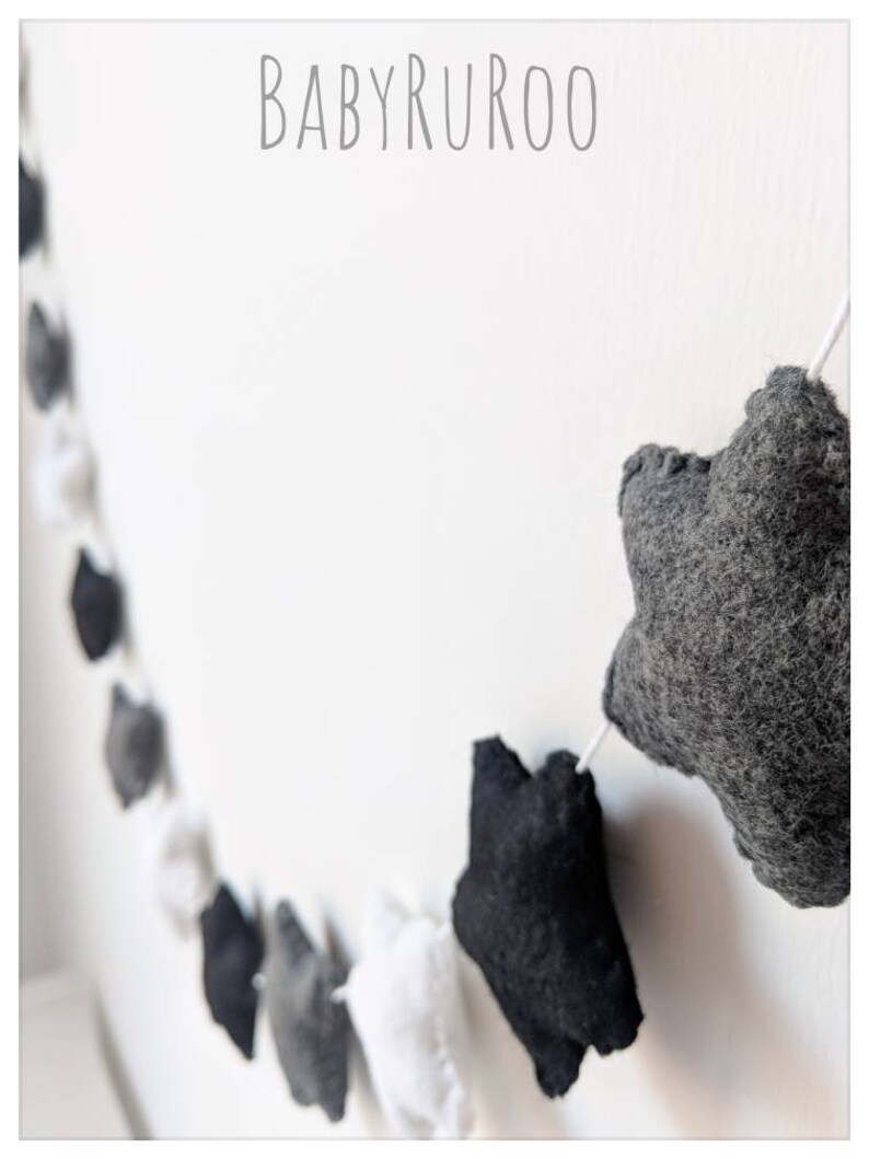 Felt Star Bunting Star Bunting Star Garland Black White - Etsy