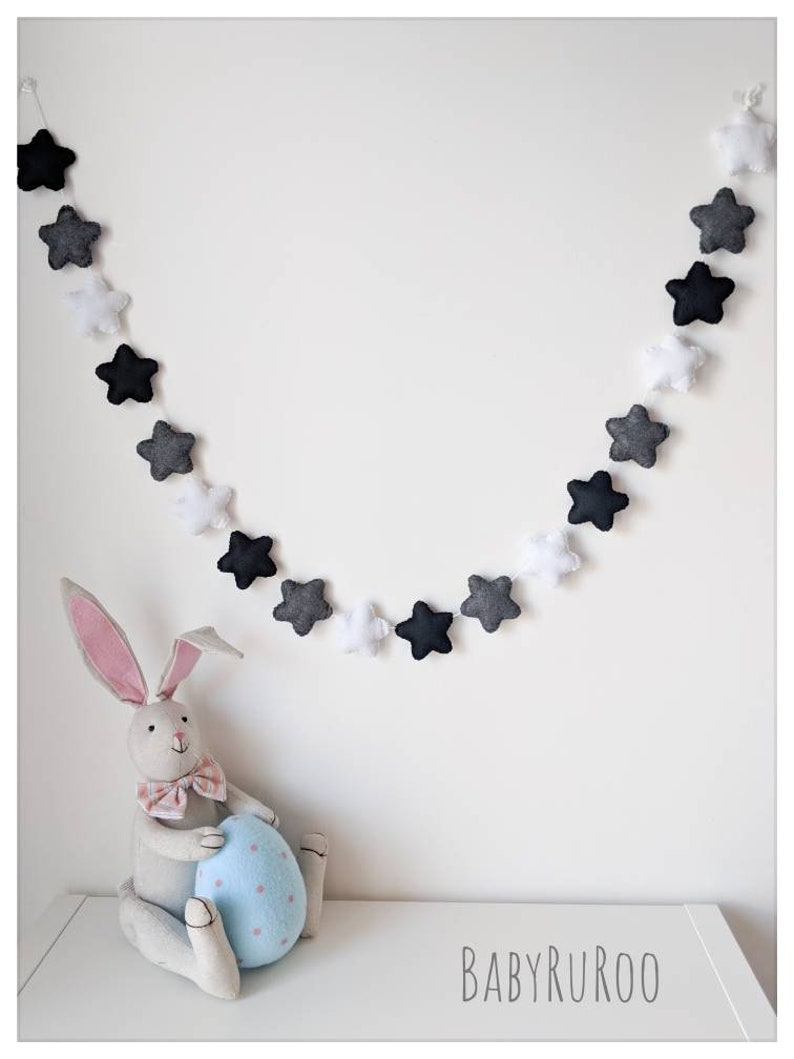 Felt Star Bunting Star Bunting Star Garland Black White - Etsy
