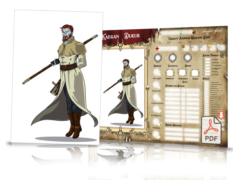 Custom RPG Character Illustration With Editable PDF Stat Card - Etsy