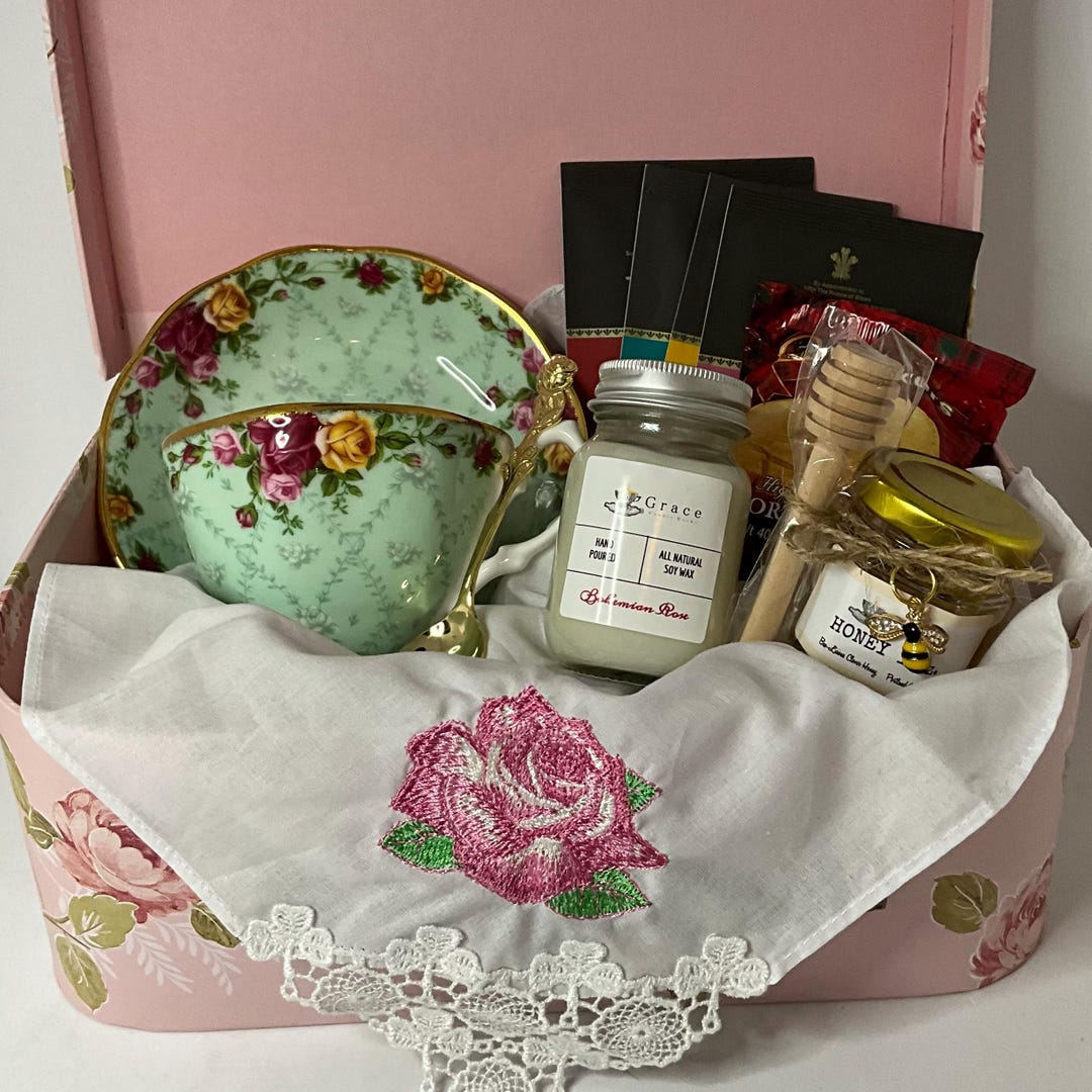 Royal Albert Teacup Gift Box: Tea Set With Honey & Candle - Etsy
