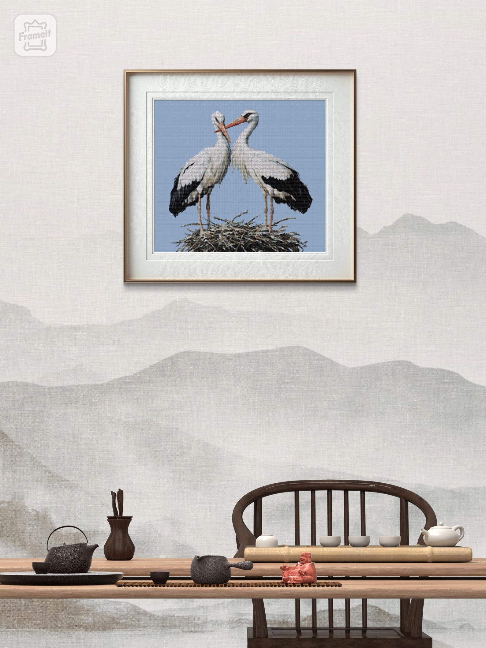 Storks in the Nest Cross Stitch Pattern, Cross Stitch Design Storks ...