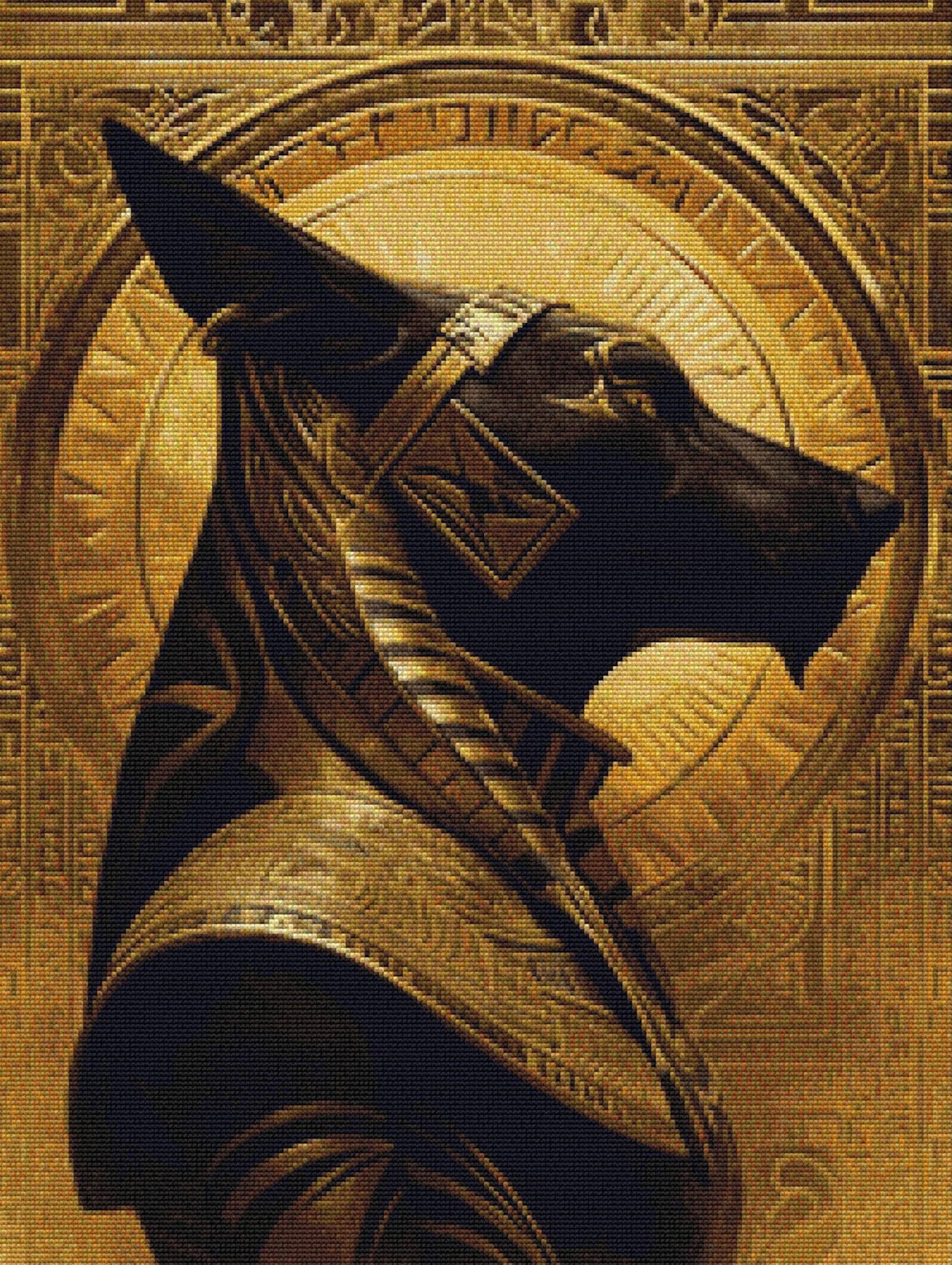 Anubis Cross Stitch Pattern, Full Coverage Ancient Egyptian God Cross ...
