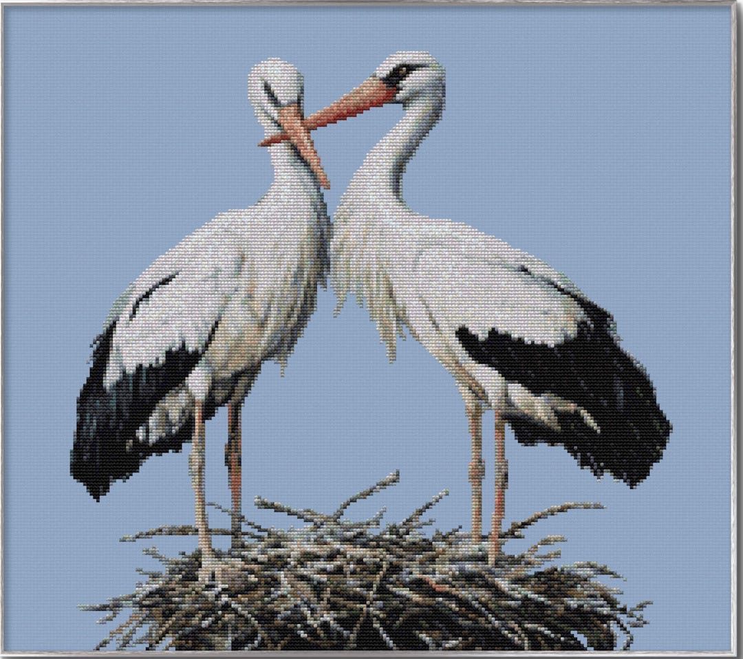 Storks in the Nest Cross Stitch Pattern, Cross Stitch Design Storks ...