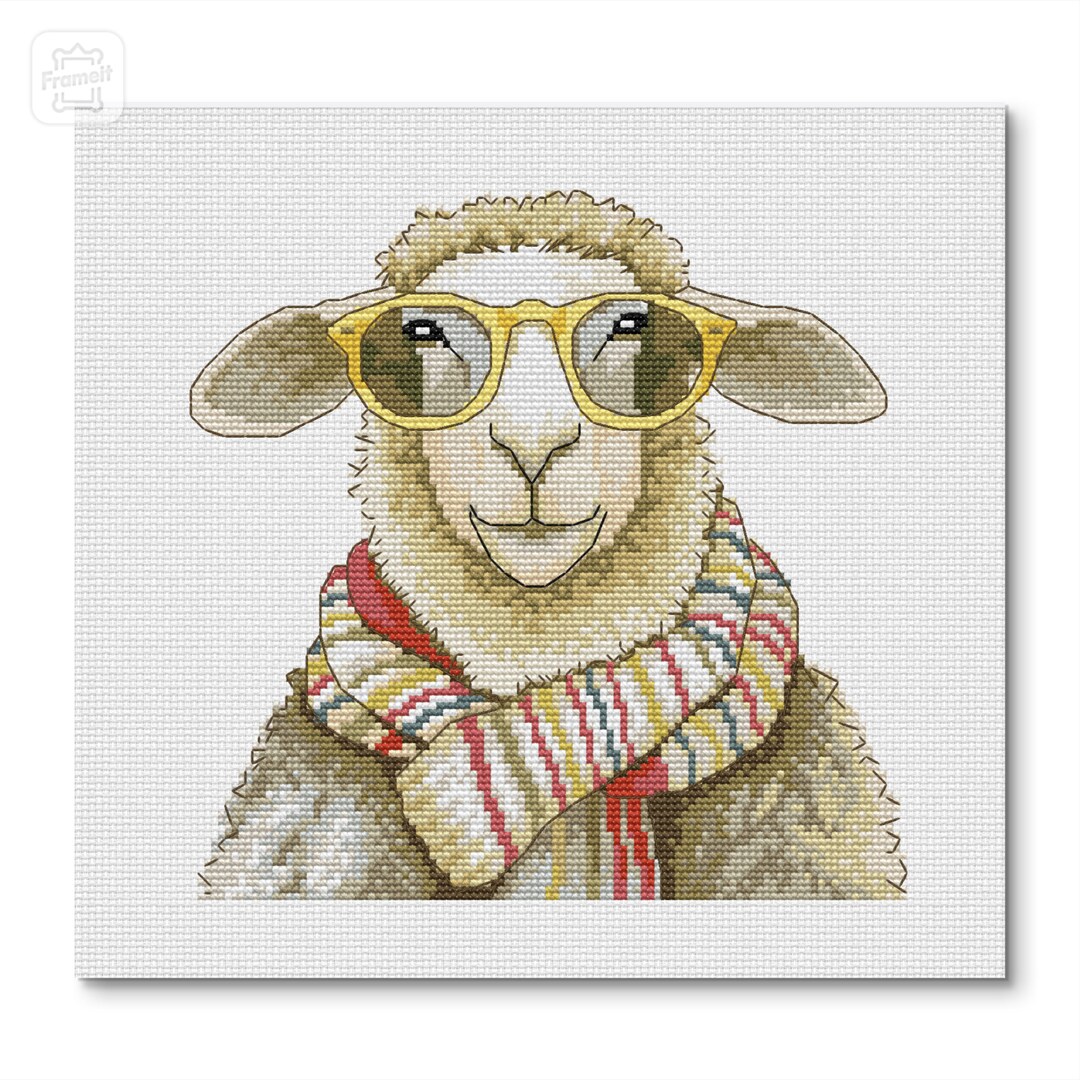 Cross Stitch Pattern Sheep With Glasses , Counted PDF X Stitch Chart ...