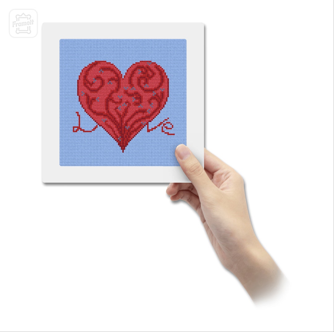 Love Heart Cross Stitch Pattern, Instant Download PDF, Cross Stitch ...