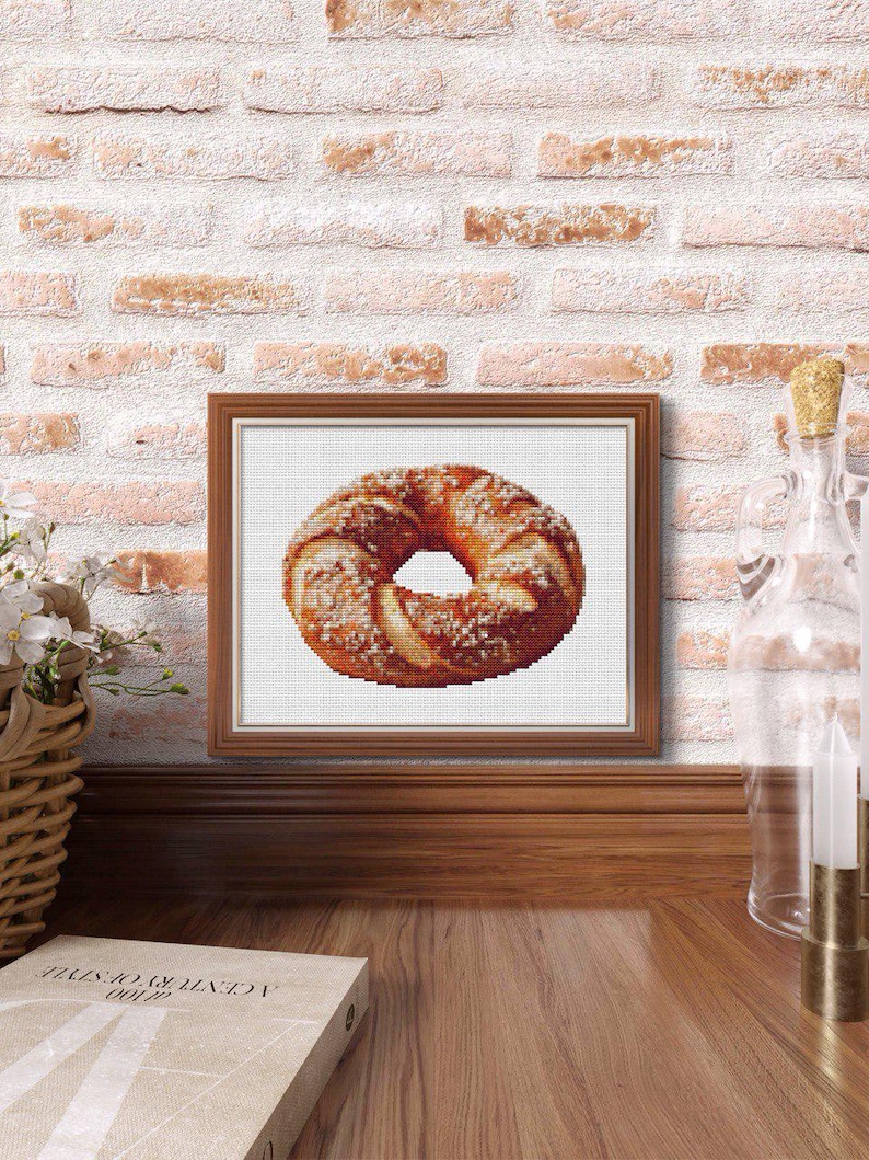 Small Cross Stitch Pattern Bagel, Food Cross Stitch Chart, X Stitch ...