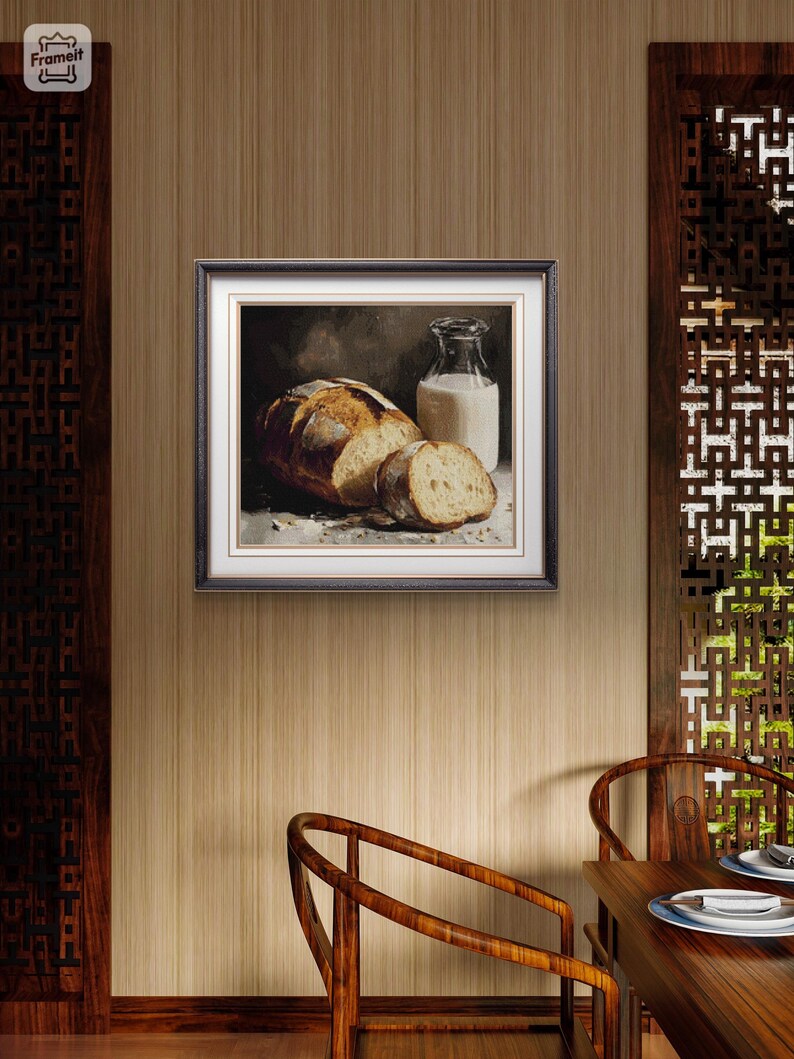 Cross Stitch Pattern Bread and Bottle of Milk, Bread Embroidery Design ...