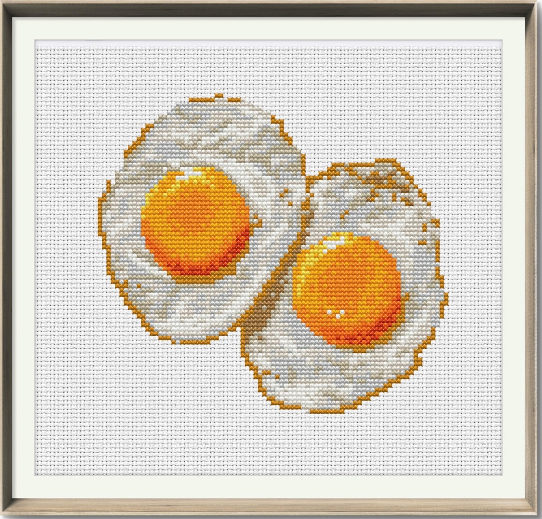 Cross Stitch Pattern Two Fried Eggs, Food Cross Stitch Chart, X Stitch ...