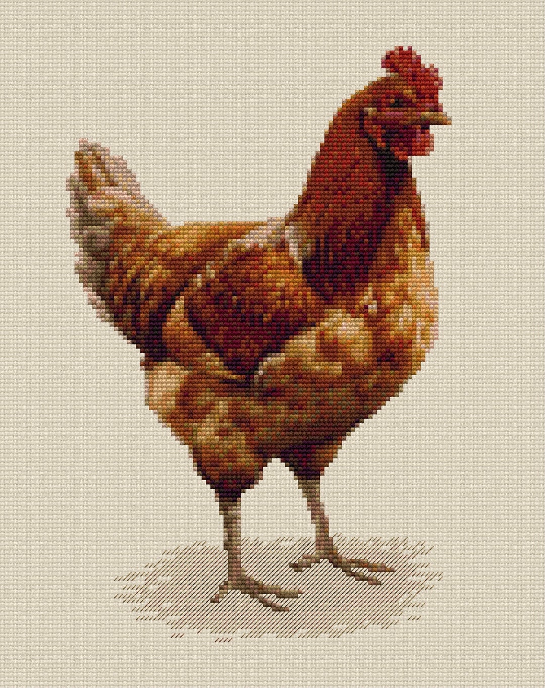 Brown Chicken Cross Stitch Pattern, PDF X Stitch Pattern, Counted Cross ...