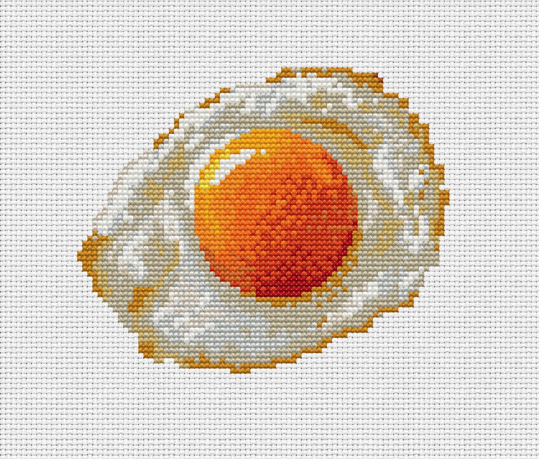 Cross Stitch Pattern Fried Egg, Food Cross Stitch Chart, X Stitch ...