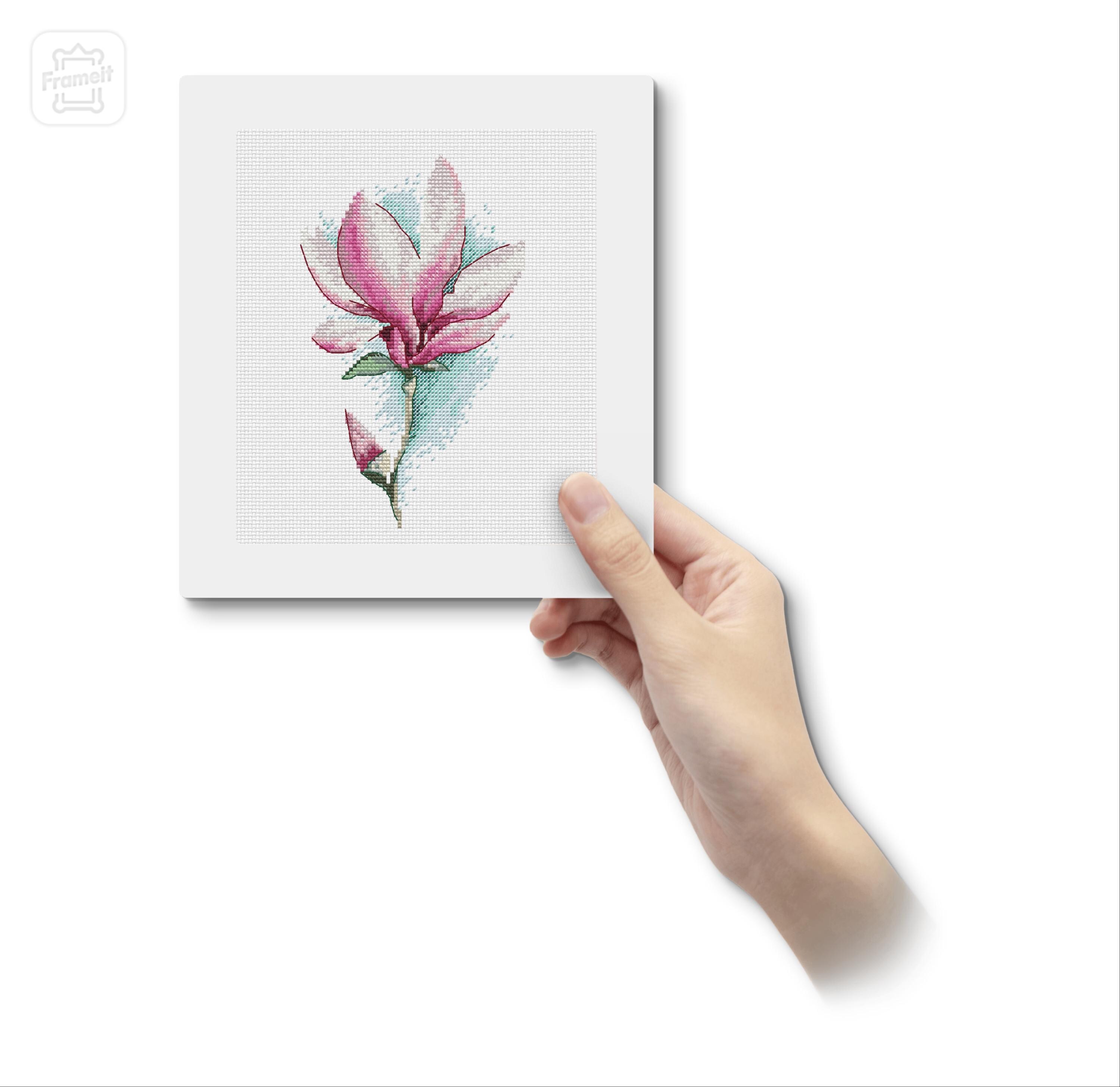 Magnolia Flower Cross Stitch Pattern, Magnolia Watercolor Cross Stitch ...