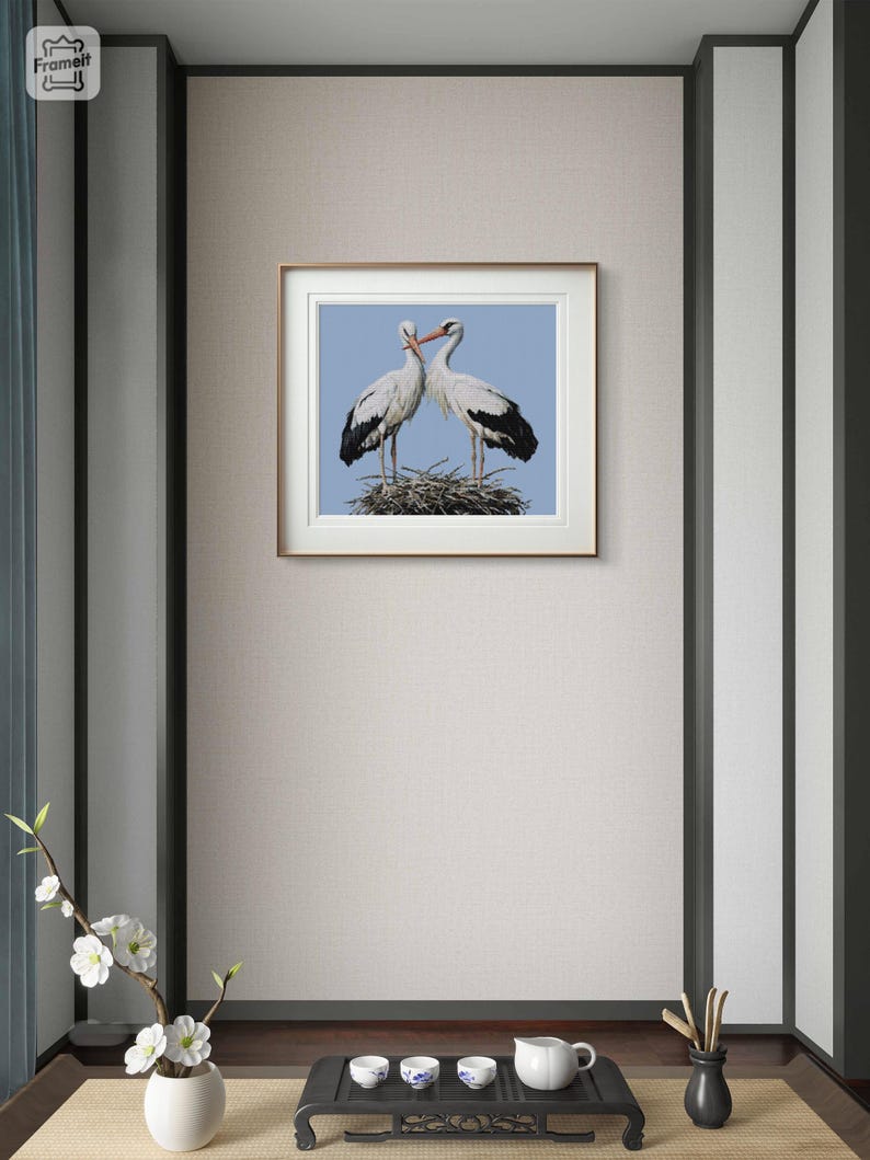 Storks in the Nest Cross Stitch Pattern, Cross Stitch Design Storks ...