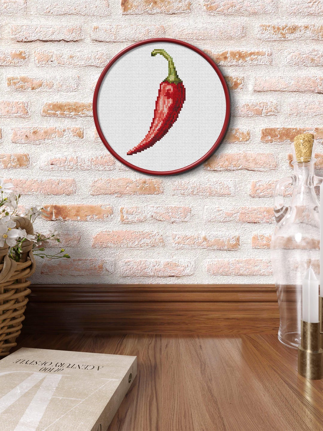 Cross Stitch Pattern Red Chili Pepper, Food Cross Stitch Chart, X ...