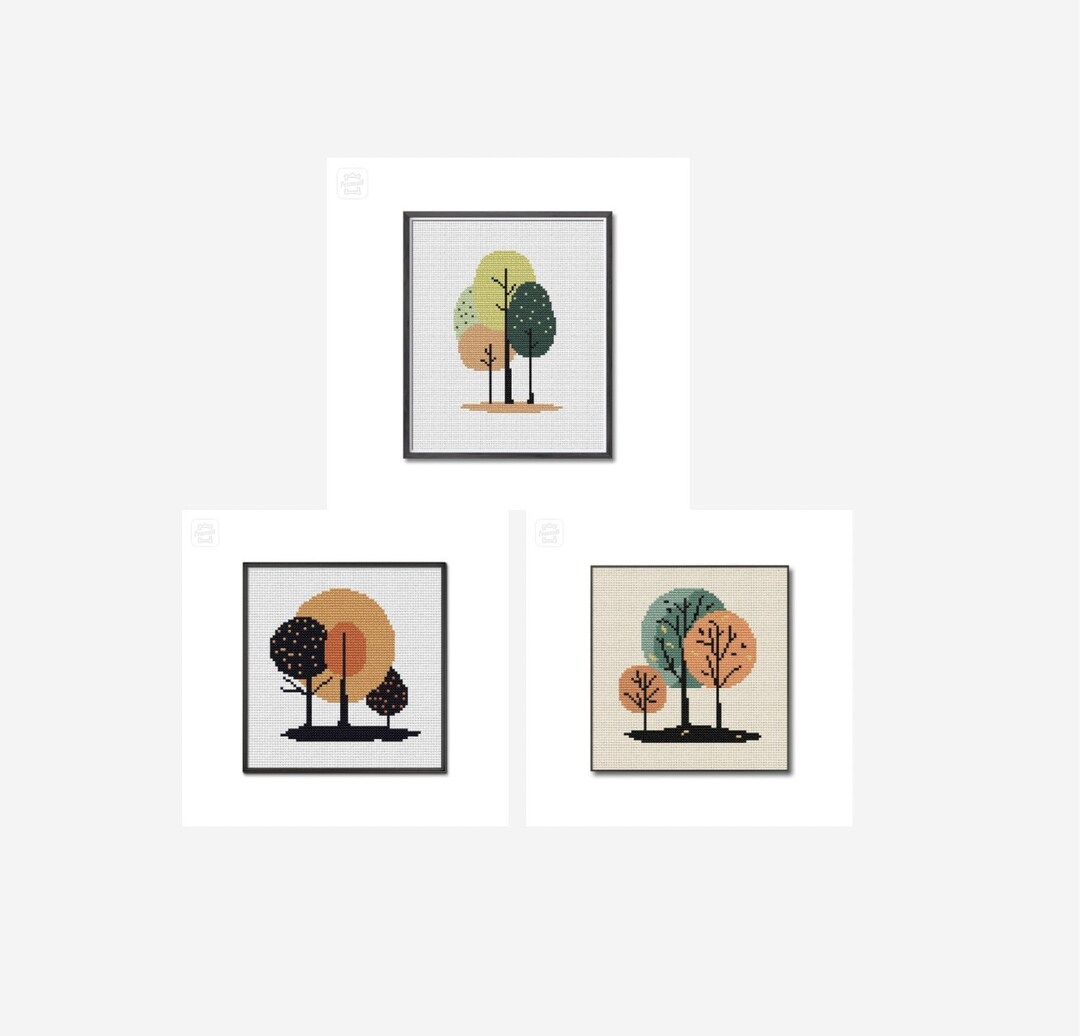 Set of 3 Cross Stitch Pattern Tree Bundle, Cross Stitch PDF Charts ...