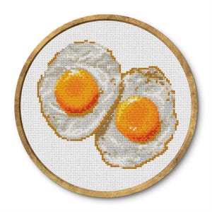 Cross Stitch Pattern Two Fried Eggs, Food Cross Stitch Chart, X Stitch ...