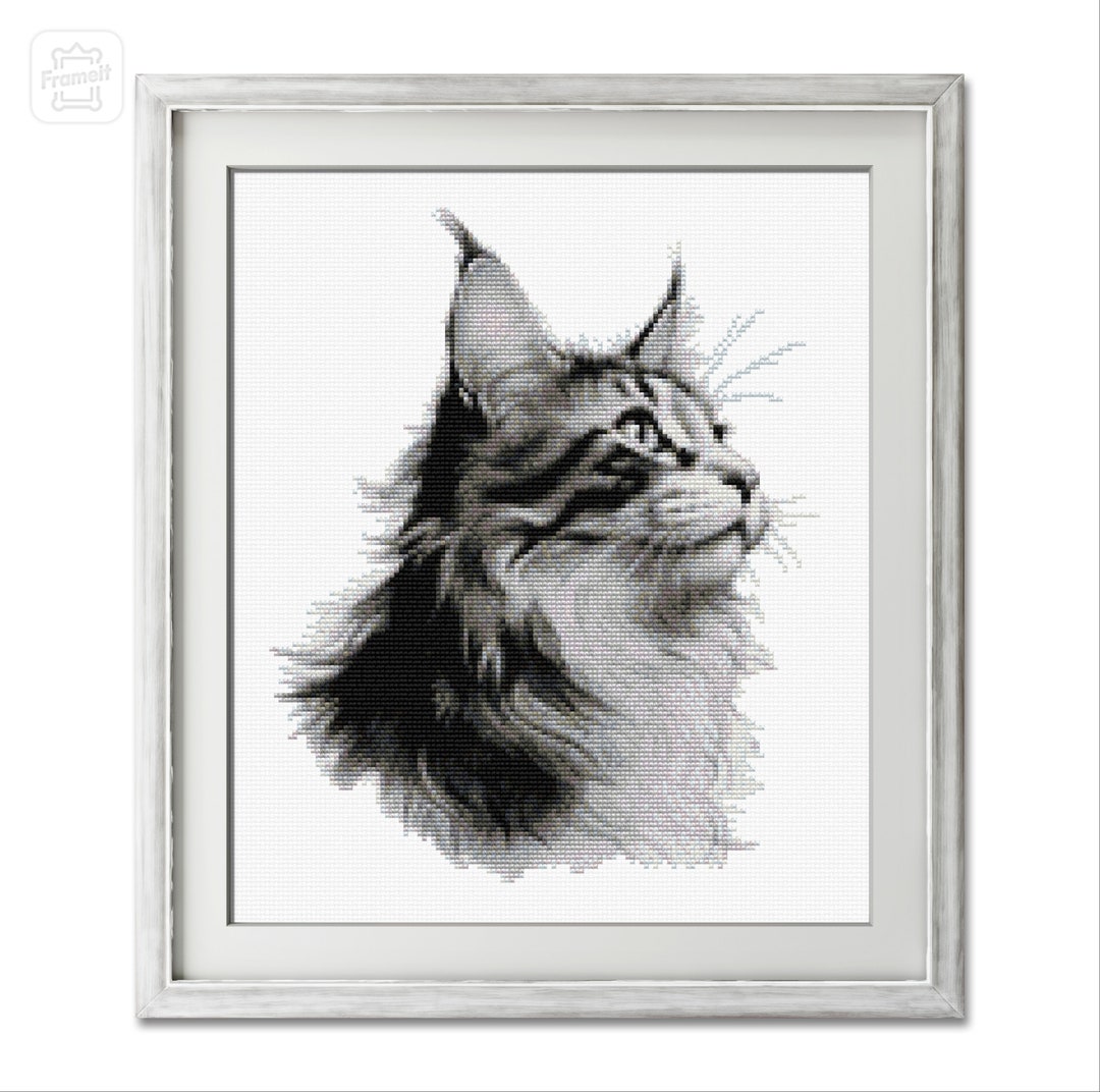 Cute Tabby Cat Count Cross Stitch Design, Cat PDF File, Cat Digital ...